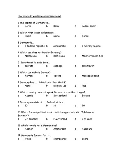 How much do you know about Germany? | Teaching Resources