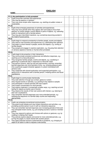 english P level descriptors | Teaching Resources