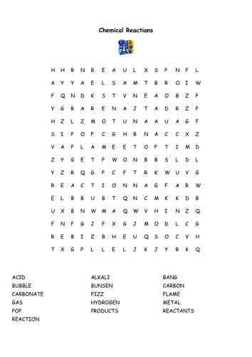 Chemical Reactions Wordsearch | Teaching Resources