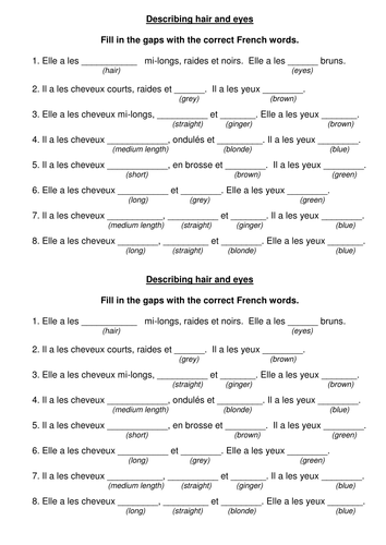 Describing hair & eyes - writing task | Teaching Resources