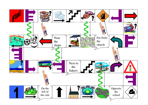 Places in town & directions - snakes & ladders | Teaching Resources