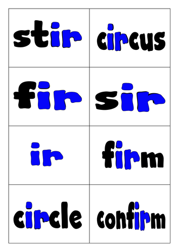 Word families-ir words | Teaching Resources