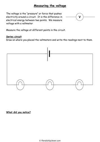 Measuring th Voltage in a Series Circuit | Teaching Resources