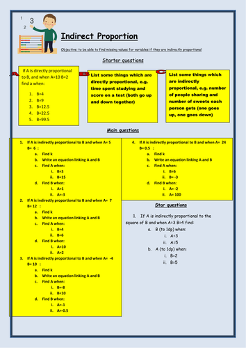 GCSE Indirect / Inverse Proportion Worksheet | Teaching Resources GCSE Indirect / Inverse Proportion Worksheet | Teaching Resources
