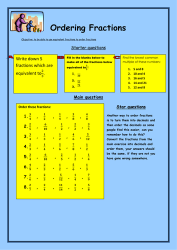 Ordering fractions | Teaching Resources Ordering fractions | Teaching Resources