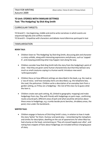 Y3 Stories with Familiar Settings Scheme of Work | Teaching Resources