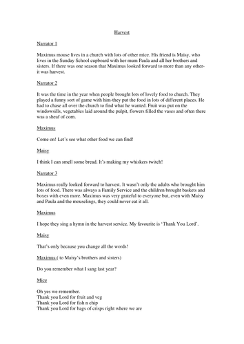 KS2 Harvest Assembly Script by sibulmer - UK Teaching Resources - TES