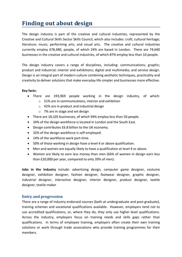 Creative and Cultural Skills: Design | Teaching Resources