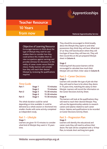 10 Years from Now | Teaching Resources