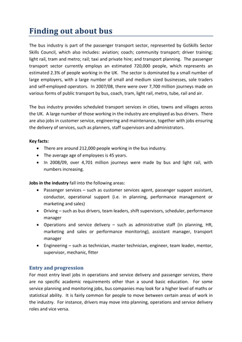 Go Skills: Bus | Teaching Resources