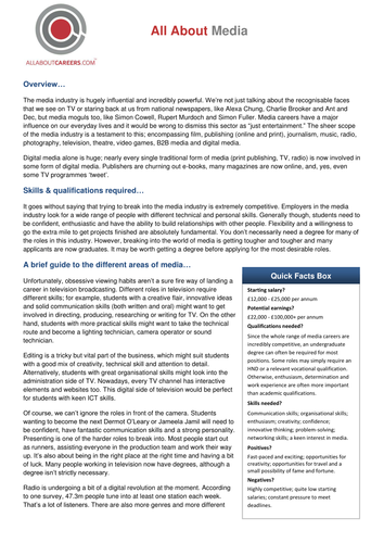 Media Sector Overview | Teaching Resources