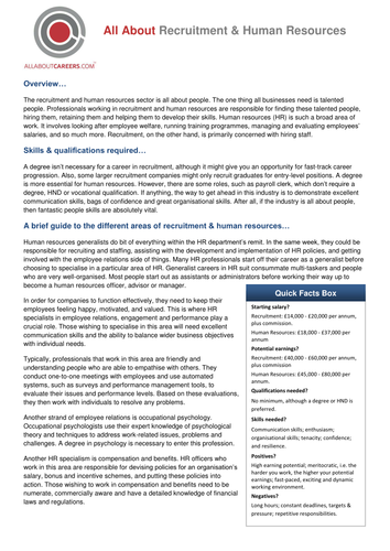 Recruitment & Human Resources Sector Overview | Teaching Resources