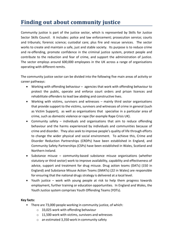 Skills for Justice: Community Justice | Teaching Resources