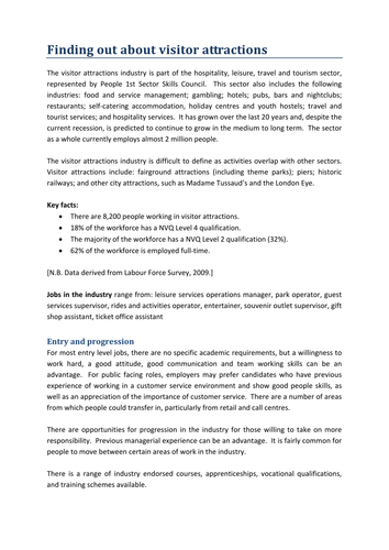 People 1st: Visitor Attractions | Teaching Resources