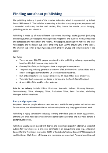 Creative Skills: Publishing | Teaching Resources