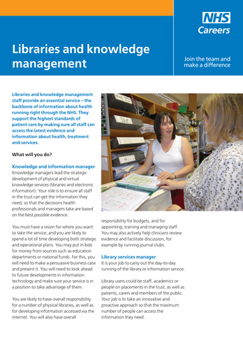 NHS Careers: Libraries and Knowledge Management | Teaching Resources