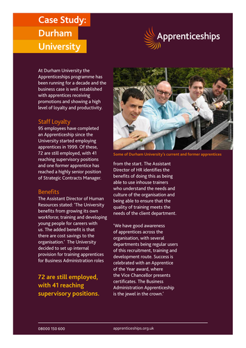 Apprenticeship Case Study: Durham University | Teaching Resources