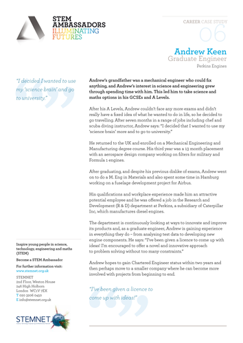 STEM Ambassador: Andrew Keen | Teaching Resources