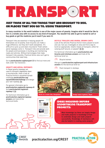 STEM Transport Information Sheet | Teaching Resources