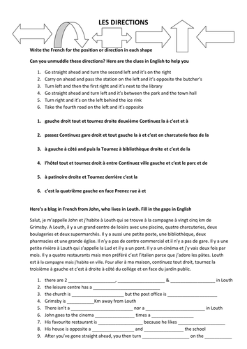 en ville - directions et positions | Teaching Resources