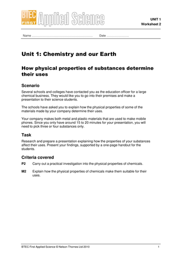BTEC First Applied Science worksheets | Teaching Resources BTEC First Applied Science worksheets | Teaching Resources