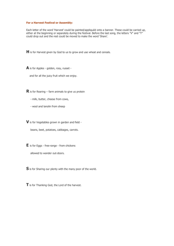 Harvest Poem | Teaching Resources