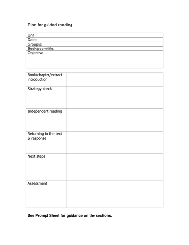 Guided Reading Templates