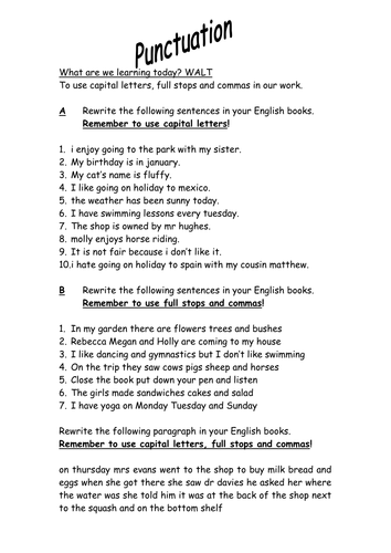 Capital letters bingo game plenary and worksheet | Teaching Resources