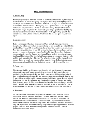 Story starter suggestions | Teaching Resources
