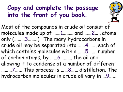 Properties of crude oil fractions | Teaching Resources