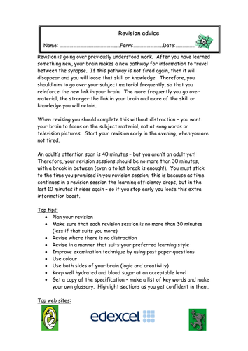 Revision advice | Teaching Resources Revision advice | Teaching Resources