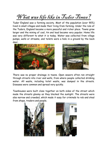 Tudor times information and questions | Teaching Resources