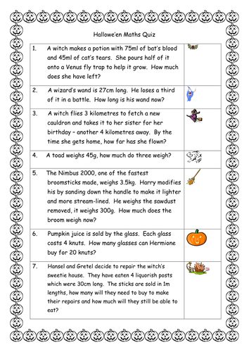 Hallowe'en Maths Quiz | Teaching Resources