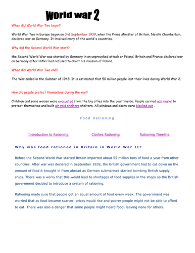 Rationing in world war 2 | Teaching Resources