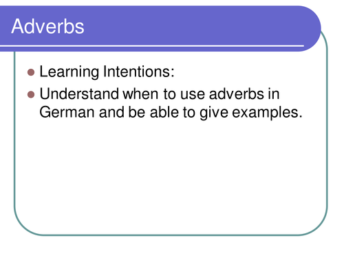 German Adverbs | Teaching Resources