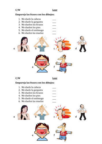 ¿Que te duele? Parts of body | Teaching Resources
