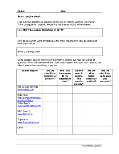 Search Engine Checker Teaching Resources 
