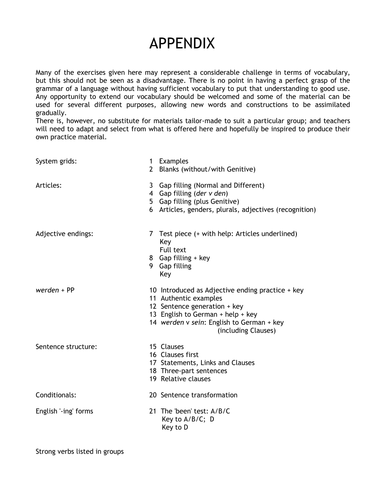 An alternative/remedial German grammar | Teaching Resources