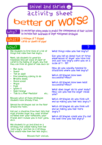 Anger Management Activity | Teaching Resources