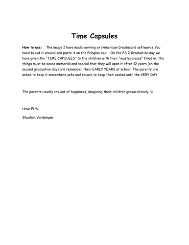 Time Capsule | Teaching Resources