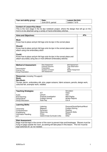 Lesson Plan Pro Forma | Teaching Resources