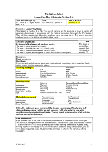 Fabric paint lesson plan for textiles | Teaching Resources