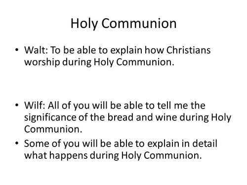 Holy Communion Assessment by - UK Teaching Resources - TES