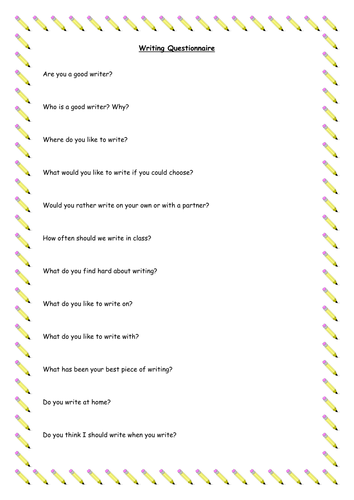 Writing Questionnaire | Teaching Resources