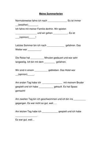 Holidays writing frame | Teaching Resources Holidays writing frame | Teaching Resources