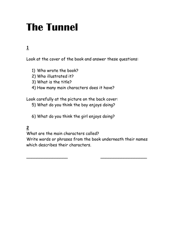 Guided Reading activities for 'The Tunnel' | Teaching Resources