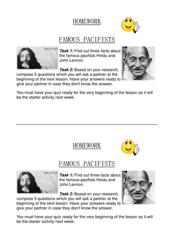Famous Pacifists - Lennon and Gandhi | Teaching Resources