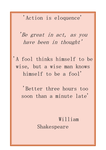 William Shakespeare Quotes Poster | Teaching Resources