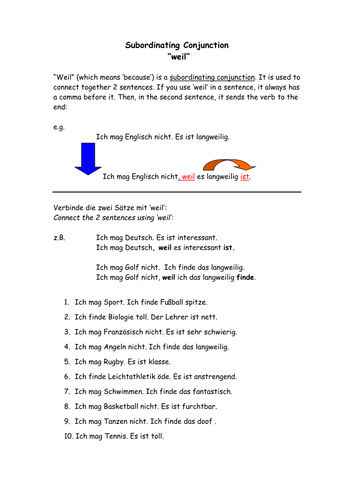 Weil worksheet with school subjects | Teaching Resources