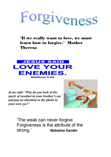 Religious teachings on forgiveness poster | Teaching Resources